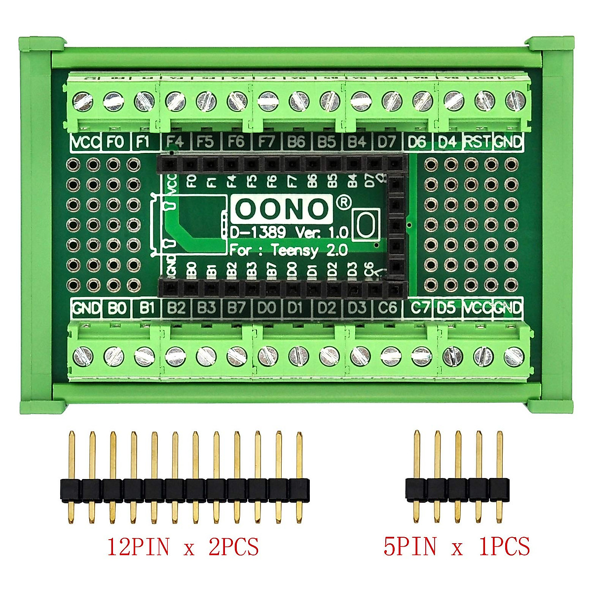 Terminal Block Breakout Board Module for Teensy 2.0, DIN Rail Mount Version