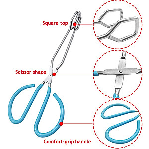 2 Pcs 10 Inch Scissor Food Tongs,Stainless Steel Kitchen Tongs Serving Tong with Comfort-Grip Handle for Cooking,Barbecue,Grilling,Heavy Duty Buffet Pliers