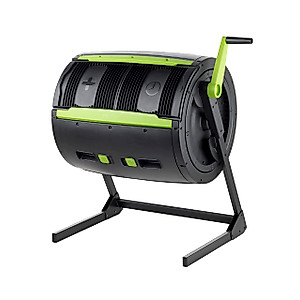 Maze 65 Gallon Outdoor Compost Bin Tumbler for Food Waste - Outdoor Compost Bin for Kitchen Garden & Homestead - Heavy Duty Dual Chamber Waste Recycling Machine