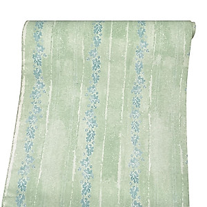 Yifely Self-Adhesive Furniture Paper Removable Shelf Liner for Covering Drawers Cabinet Doors, Green Wood Grain, 17.7 Inch by 9.8 Feet