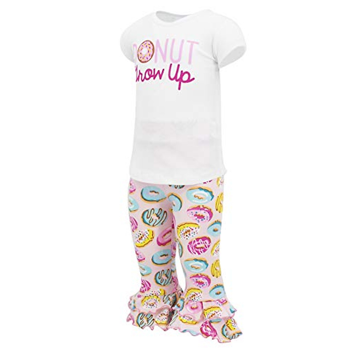 Unique Baby Girls Donut Grow Up Birthday Ruffle Pant Outfit (2t)