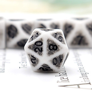 Haxtec Ancient DND Dice Set 7PCS Grey Polyhedral Dice Stone Style for Dungeons and Dragons Pathfinder RPG