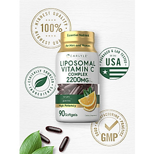 Carlyle Liposomal Vitamin C | 2200mg | 90 Softgels | High Potency Complex Supplement | Non-GMO, Gluten Free Supplement Packaging May Vary