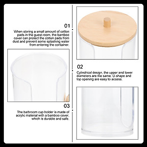ULTECHNOVO Bathroom Cup Dispenser, Clear Acrylic Canister Cotton Round Pad Holder Makeup Organizer with Lid for Vanity Countertops
