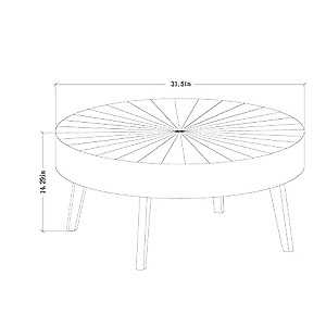 Gexpusm Round Wood Coffee Table, Farmhouse Table for Living Room, Solid Circle Center Wooden Rustic Natural 31.5 * 14IN(Contain Only Table)