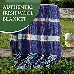 Genuine Irish, 100% Wool Throw & Toss Blanket, Traditional Plaid Print, Soft Warm Heirloom Quality Lambswool, Imported from Ireland, 54" x 72" Inches, Green
