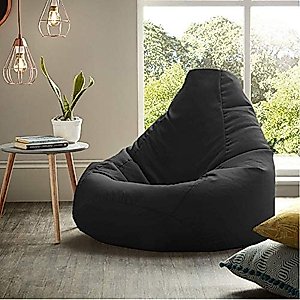 Inkcraft Leatherette Bean Bag Cover Without Beans Beanbag Chair for Home , Office , Bedroom & Room(Black,2XL)