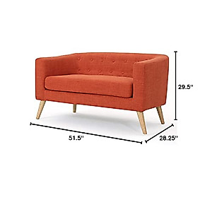 Christopher Knight Home Bridie Mid-Century Modern Loveseat, Muted Orange Fabric