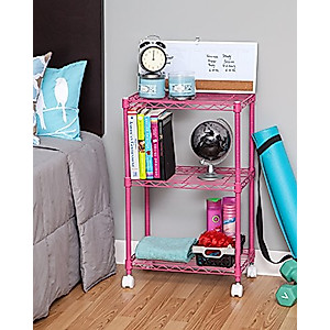 IRIS USA CBM-44073 Small Wire 3-Tier Colored Shelf, Pink