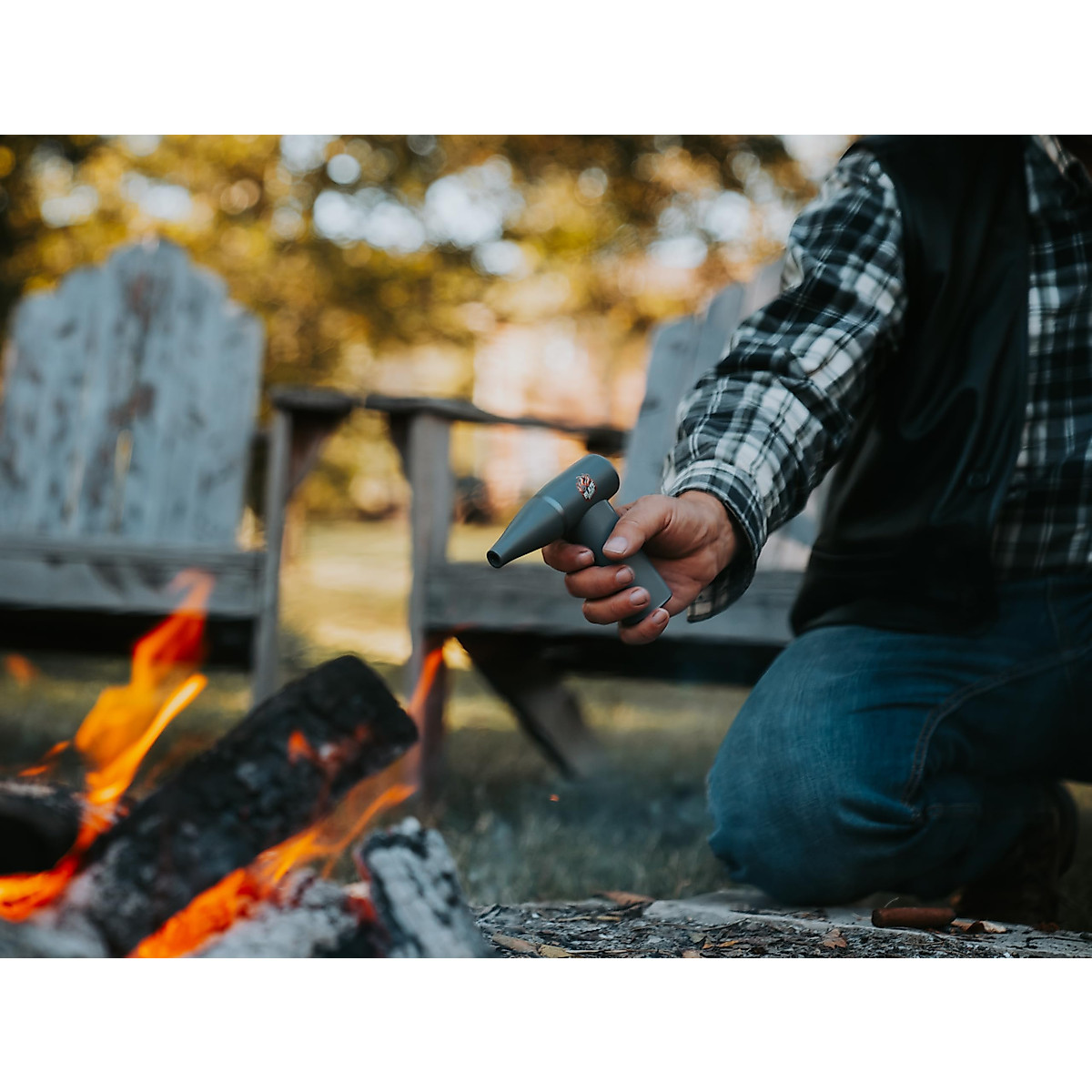 BlazeBoost Jet Air Blower - Jump Start Your Fireplace, Fire Pit,Charcoal Grill Or Campfire by Delivering A Ridiculous Amount of Oxygen to Your Fire 100,000 RPM Power with Rechargeable Battery