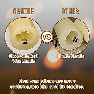 OSHINE Flameless Battery Operated Candle, LED - Set of 9 Flickering Pillar with 10-Key Remote & 24 Hours Timer, Ivory Real Wax Candles for Home Decor