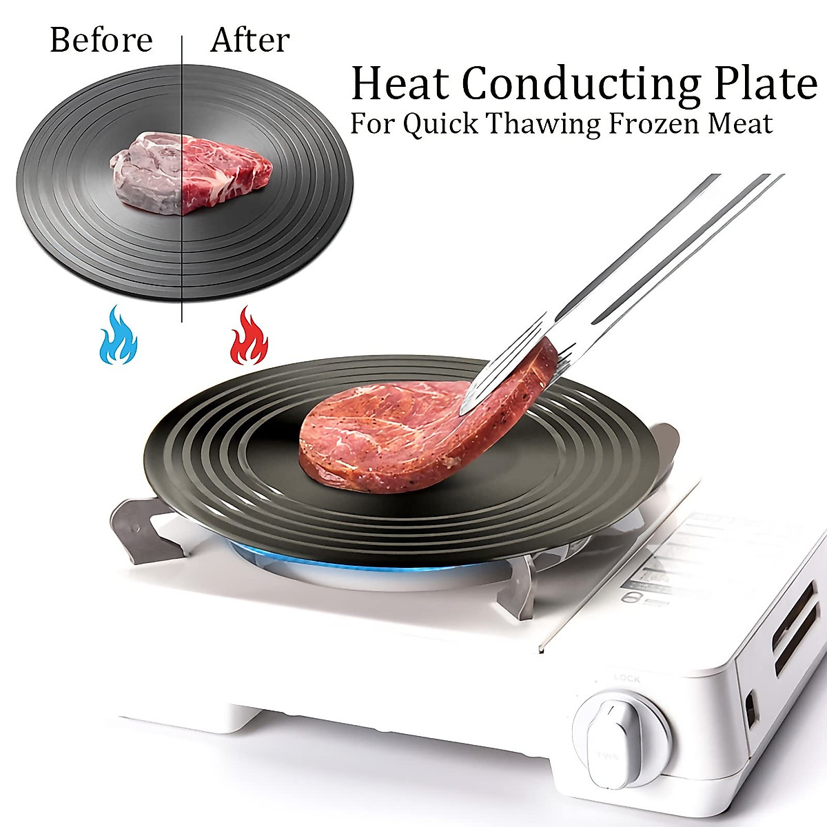 WUWEOT Gas Stove Diffuser Set of 2, 9.3'' & 11'' Range Heat Diffuser Plate, Aluminum Gas Reducer Flame Guard Simmer Ring Plate, Round Fast Defrosting Tray, Protects Pot Cookware Accessories