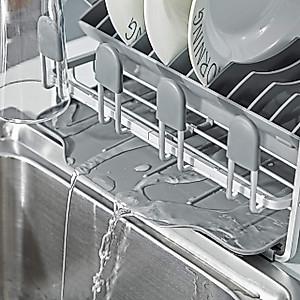 KK KINGRACK Aluminum Dish Rack with Expandable Over The Sink, in Sink Dish Drying Rack and Drain Broad, Removable Cutlery Holder, Anti-Scratch Cup Holder (112040)