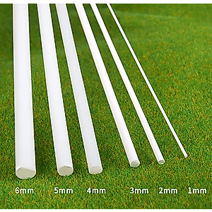 10Pcs White Plastic Rods Round Solid Bar DIY Model Material ABS Round Stick for DIY Sand Table Model, DIY Toys Doll House, DIY Scene Making, Building Making, Length 250mm, Diameter 1mm to 6mm Option