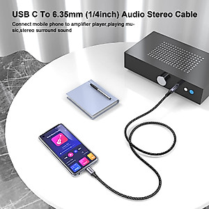 MOSWAG USB C to 6.35mm 1/4 inch TRS Cable 3.28FT/1Meter,Type C to 1/4 Audio Adapter Aux Jack Stereo Cable for Google Pixel 4XL,Galaxy Note 10+/S20+,Amplifier,Speaker,Headphone,Mixing Console