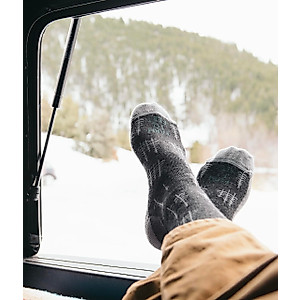 Farm to Feet Men's Cokeville Midweight Crew Socks, Medium, Charcoal/Platinum (8578)