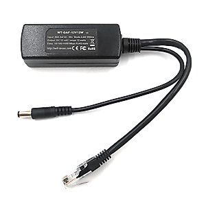 PoE Texas IEEE 802.3af 12v Splitter - Power Over Ethernet Single PoE Splitter 12v 12w Gigabit Data - Active Opto-Isolated Protection for 12 Volt DC Powered Devices, IP Camera, Foscam, Arduino