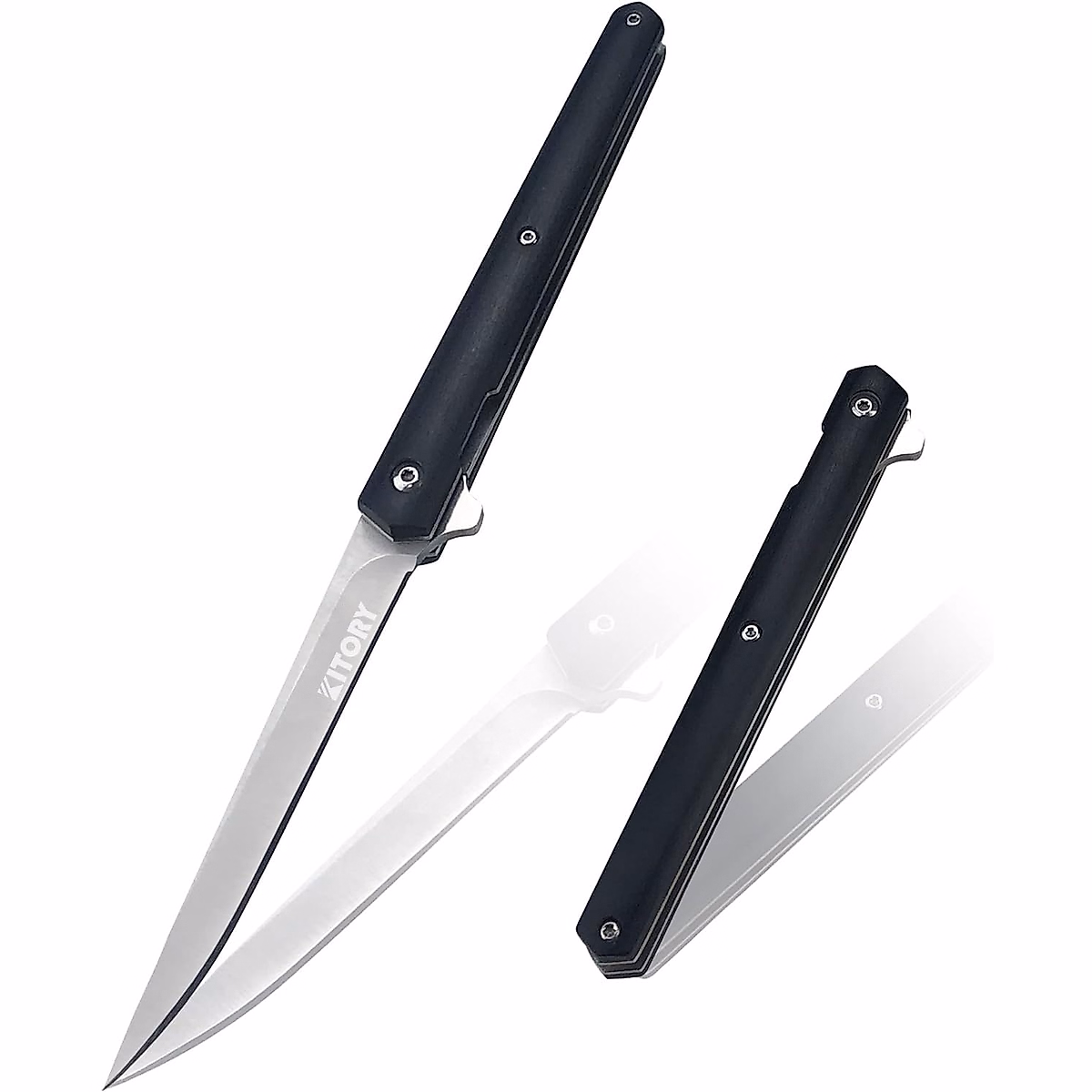 Kitory Slim Pocket knife, 4" Folding knife for Gentlemen, Black Wooden Handle, 2024 Gifts For Women and Men