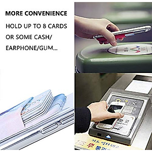 2Pack Adhesive Phone Pocket,Cell Phone Stick On Card Wallet Sleeve,Credit Cards/ID Card Holder(Double Secure) with Sticker for Back of iPhone,Android and All Smartphones (Watercolor Marble Blue)