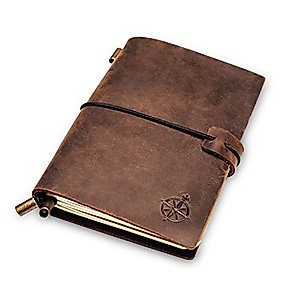 Wanderings Leather Pocket Notebook - Small, Refillable Travelers Journal - Passport Size, Perfect for Writing, Gifts, Travelers, Professionals, as a Diary or Pocket Journal. Small Size - 5.1 x 4 inches