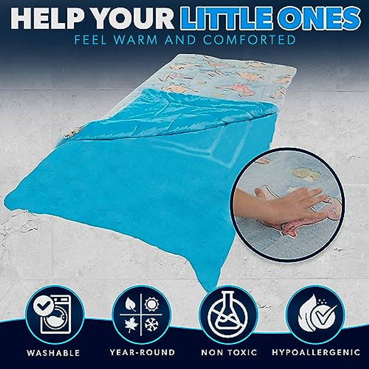 Dinosaur Sleeping Bags – Cozy Sleeping Bag for Boys Girls Aged 2-12 – Glow in The Dark Dinosaur Design – Ultra-Soft and Comforting Kids Sleeping Bag – 33 x 66-inch