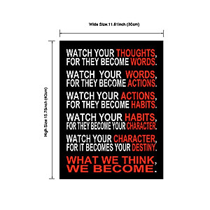 Pyradecor Watch Your Thoughts Motivational Classroom Poster Modern Canvas Prints Wall Art Paintings Ready to Hang for Office Living Room Home Decorations Stretched Pictures Artwork