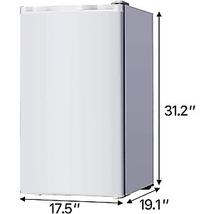 N A 3.2 Cu.Ft Mini Refrigerator Compact Refrigerator-Single Door Small Drink Food Storage Machine for Dorm, Garage, Camper, Basement or Office, Mini Fridge, Stainless Steel (White)