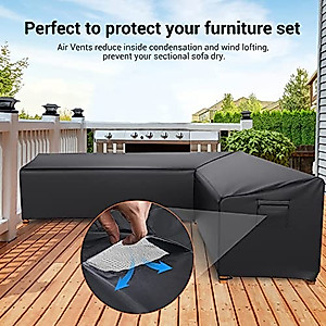 Mrrihand L-Shaped Patio Sectional Sofa Cover, Waterproof Outdoor Sectional Cover,Heavy Duty Garden Furniture Cover with Air Vent 104W*83D*31H/33.5