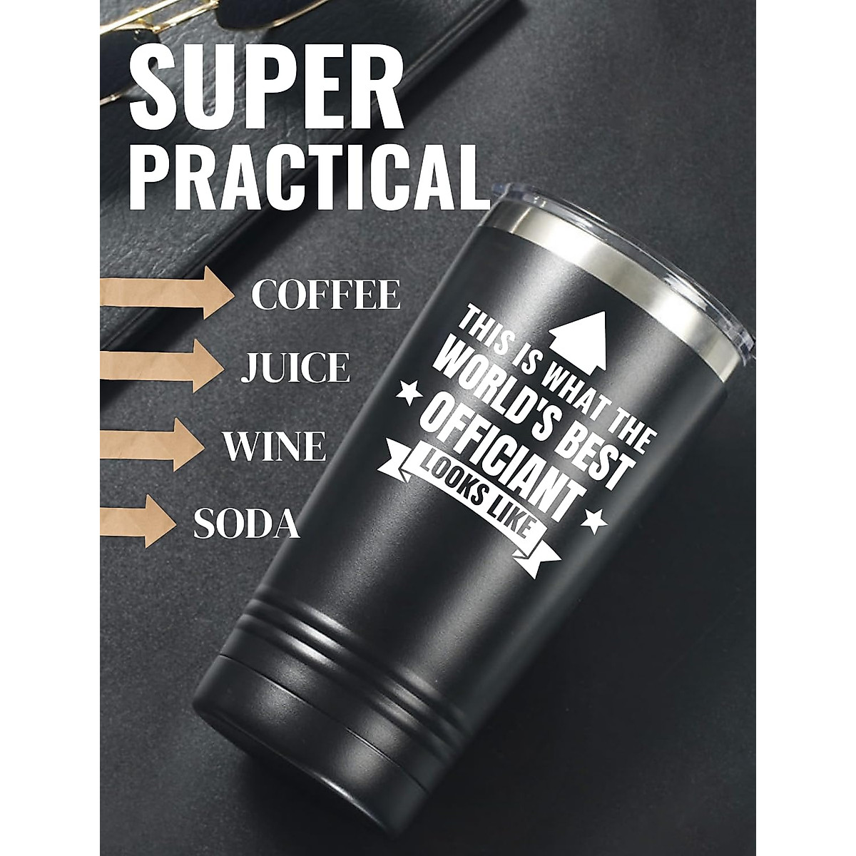 Onebttl Officiant Gifts for Men Women, Wedding Officiant Gift for from Bride Groom, 20oz Stainless Steel Insulated Tumbler with Lid and Straw - World's Best Officiant