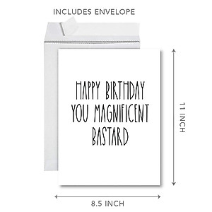 Andaz Press Funny Jumbo Birthday Card With Envelope 8.5 x 11 inch, Greeting Card, Happy Birthday You Magnificent Bastard