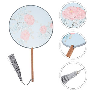 translucent round fan handheld fan silk fan with tassels handheld mini fan fans handheld large hand fan China fan Tassel Circular Fan Translucent Silk Fan Chinese style kung fu fan