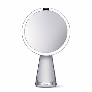 simplehuman Sensor Mirror Hi-Fi with Alexa, Superb Custom-Designed Audio, Extreme Color Accuracy, Touch Brightness Control, 5X Magnification