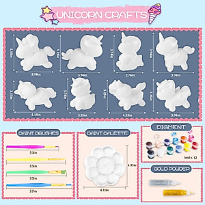 SpringFlower Unicorn Gift Toys for 3 4 5 6 7 8 Years Old Girls - Unicorn Arts and Crafts Painting kit Including 8 Cute Looking Unicorn Figures, DIY Creative Christmas Gift for Kids