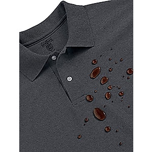 Jerzees Men's SpotShield Stain Resistant Polo Shirts (Short & Long, Short Sleeve-Black, Medium