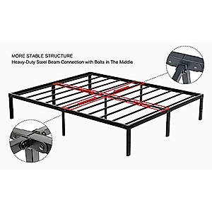 AMOBRO Queen Size Bed Frame Metal 14 Inch Platform Base with Storage Heavy Duty with Steel Slats Easy Assembly Noise Free No Need Box Spring Non-Slip,Black