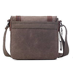 Troop London Heritage Canvas Leather Shoulder Bag, Across Body Bag, Smart Small Travel Bag TRP0428 (Olive)