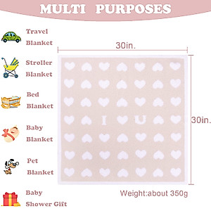 BOBOYOYO Plush Baby Blankets for Newborn Girls Boys Heart Soft Fuzzy Warm Swaddle Receiving Blanket 30 x 30 Polyester Toddler Blanket for Crib Stroller Nursery Pink