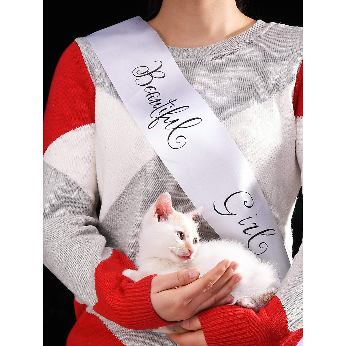 Blank Satin Sash Party Accessory for Wedding, Party Decorations and DIY, White (2)