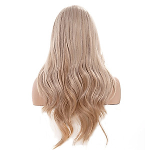 Gerulyss 26 Inches Light Wigs for Women Long Wavy Middle Part Wig Natural looking Synthetic Fluffy Hair for Cosplay,Halloween,Daily Use (Blonde)
