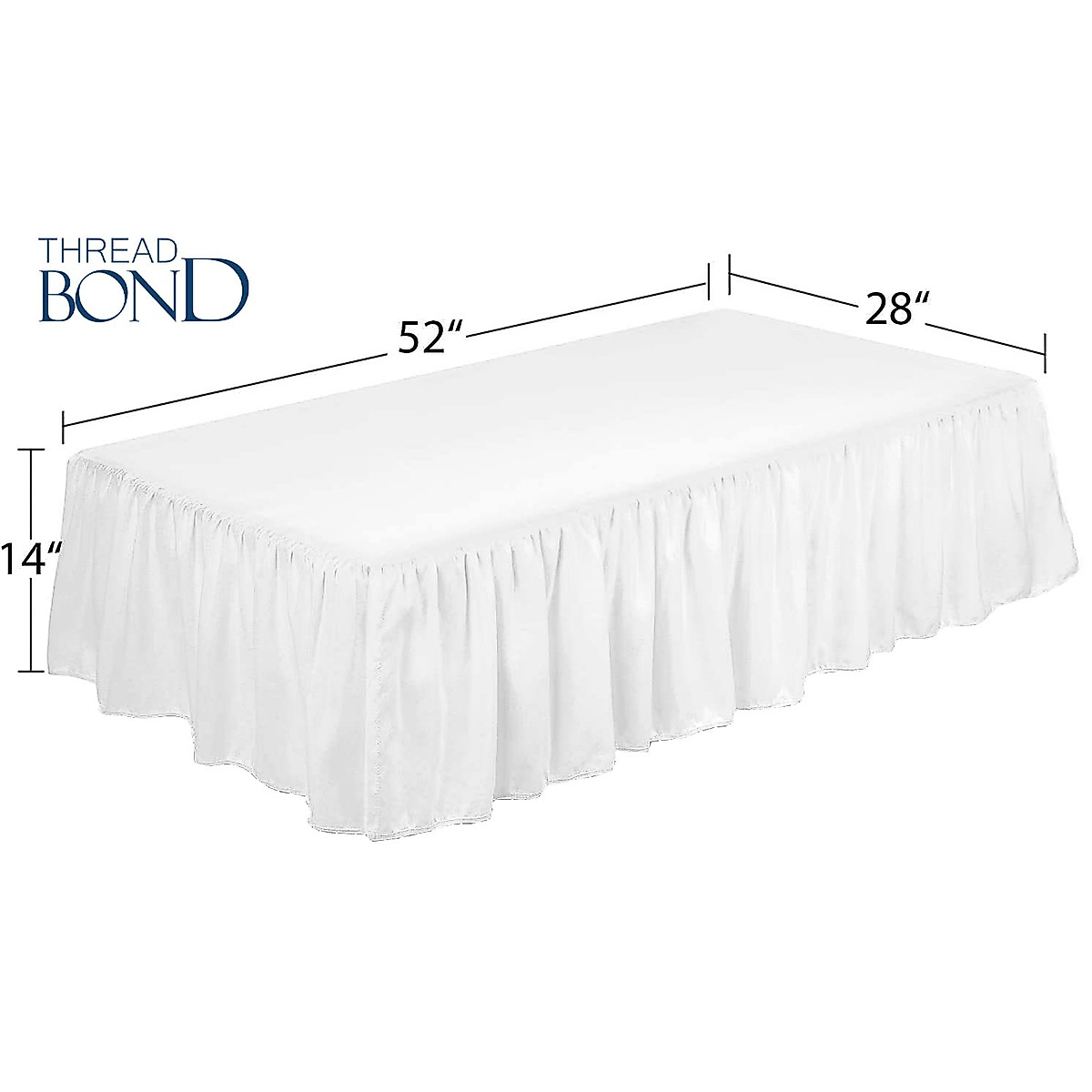 Thread Bond Crib Skirt 100% Microfiber-Durable Elegance for Baby Boys & Girls -Beautiful Ruffles for a Charming Finish -Soft Breathable-Easy On & Off Pleated with a 14” Drop (White Solid)