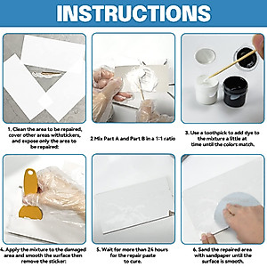 Marble and Granite Repair Kit, Tintable Porcelain Repair Kit, Quartz Countertop Repair Kits for Marble, Quartz, Resin, Acrylic, Granite and More (Color Match)