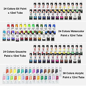 170 Pcs Artist Painting Set, Shuttle Art Deluxe Art Set with Paint, Aluminum and Wooden Easels, Canvas, Paper Pads, Brushes and Other Art Supplies, Complete Painting Kit for Adults, Kids and Artists