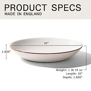 Made In Cookware - Set of 4 - Entrée Bowls - White With Red Rim - Porcelain - Crafted in England