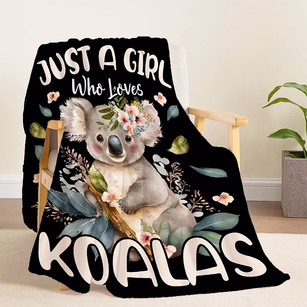 Koalas Blanket for Girls Just A Girl Who Loves Koala Gifts for Women Soft Comfortable Throw Blanket for Bedding Sofa Chairs Camping 40x50inches