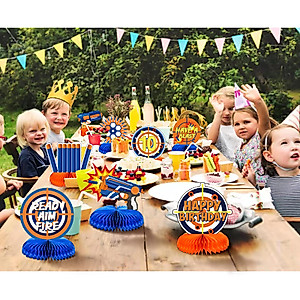 LINGXIU 10 Pieces Dart War Party Decorations Nerf Dart War Gun Party Honeycomb Centerpieces Birthday Party Table Toppers Double RZ0037 0