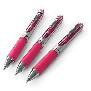 Pentel EnerGel XM BL77 - Retractable Liquid Gel Ink Pen - 0.7mm - 54% Recycled - Pink - Pack of 3