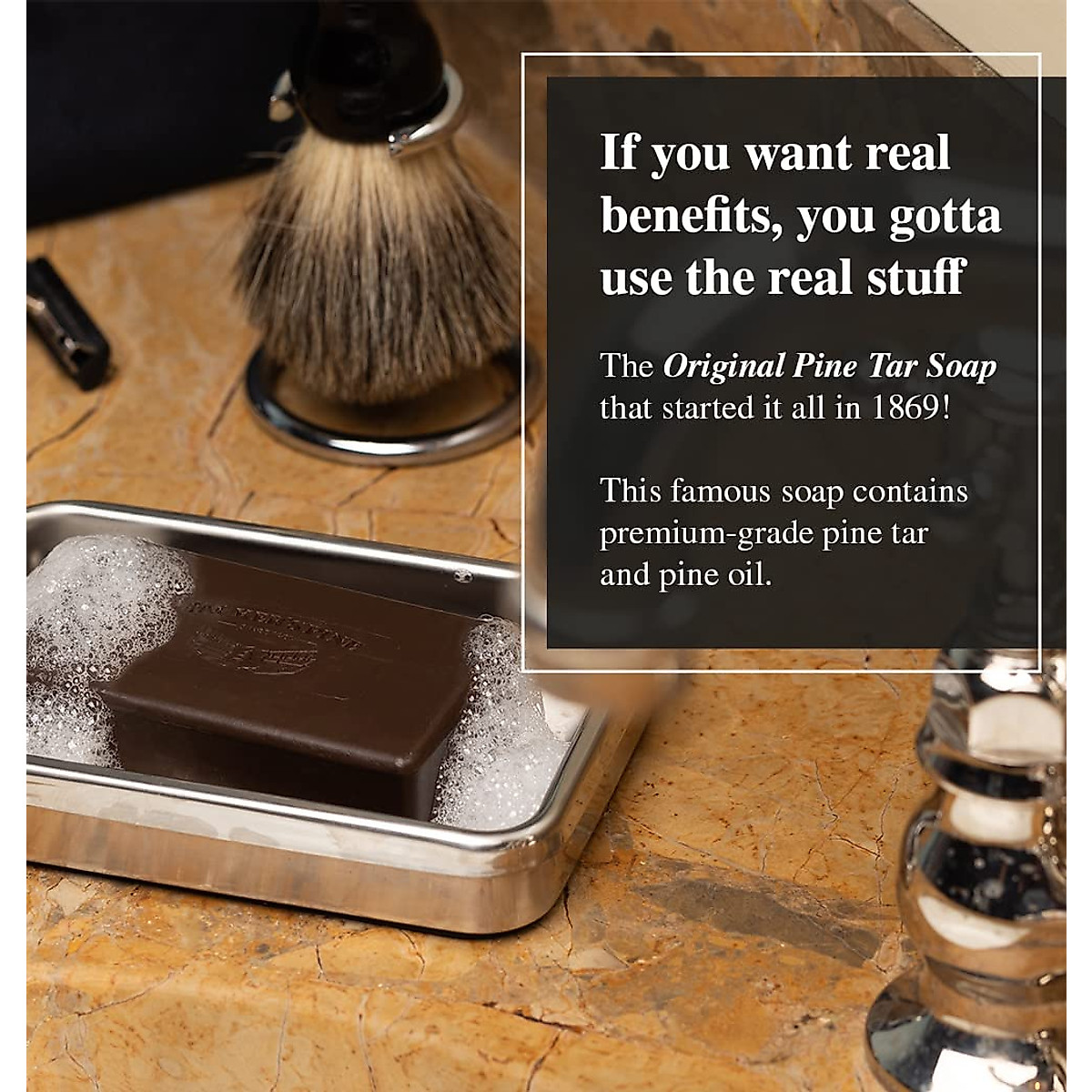 Packer's Pine Tar Soap | The Original Mens Body Soap Made With Natural Pine Tar and Pine Oils | All Natural Mens Soap Bar & Camping Soap | Paraben, Sulfate, and Creosote Free Soap - (3 Pack)