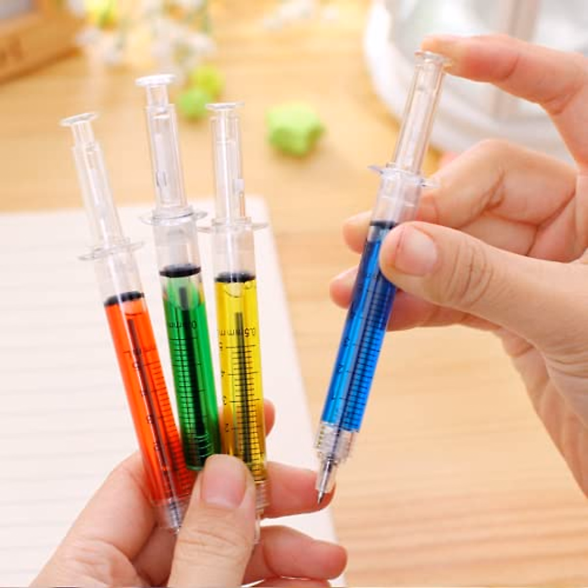 SunAngel Multi-Color Syringe Pen Writes In Black Ink,Nurse pens, Imaginary Doctor Play, Office Supplies (red,green,yellow,blue, 24PCS)