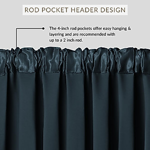 Elrene Home Fashions All Seasons Room-Darkening Waterfall Window Valance, Accessory for Bedroom or Living Room Windows with Rod Pocket Tabs, 52" x 36", Navy, 1 Valance