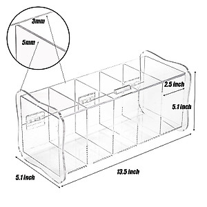 ZENFUN 5 Layers Acrylic Belt Organizer, Square Stackable Belt Storage Box Clear Display Case Vanity Organizer for Watch, Hair Accessories, Jewelry, Closet and Drawer
